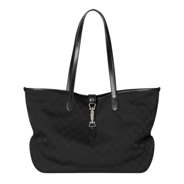 Gucci Jackie Medium Tote Bag Gg Canvas - Black
