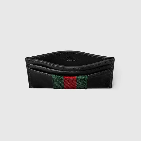 Gucci Web Trademark Card Case Leather