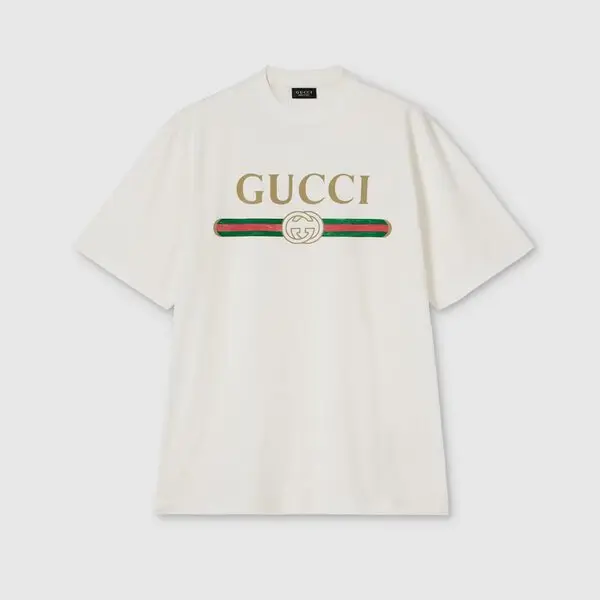 Gucci Silk Blend Jersey T-shirt With Print - White