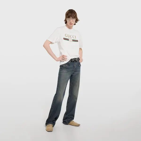 Gucci Silk Blend Jersey T-shirt With Print - White