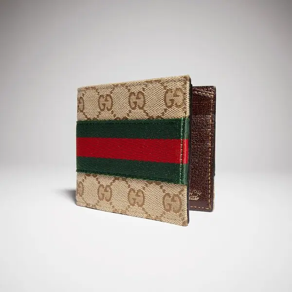 Gucci Bi-fold Wallet With Web Gg Canvas - Beige