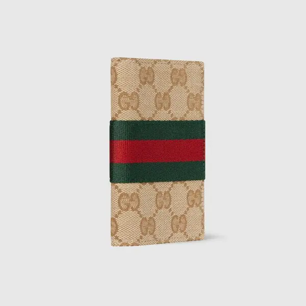 Gucci Gg Card Case With Web Gg Canvas