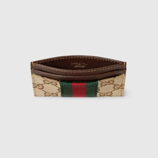Gucci Gg Card Case With Web Gg Canvas
