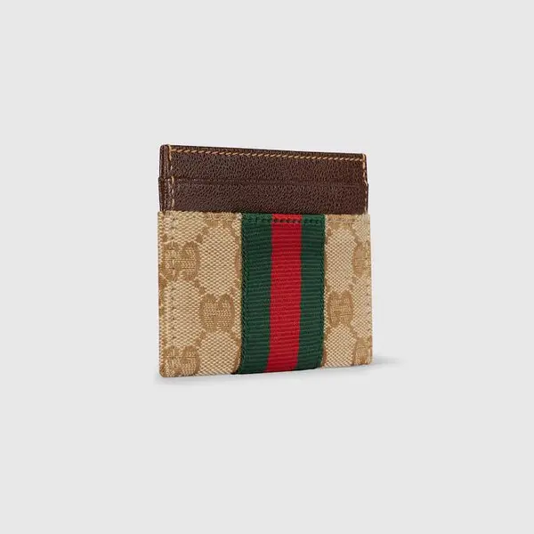 Gucci Gg Card Case With Web Gg Canvas