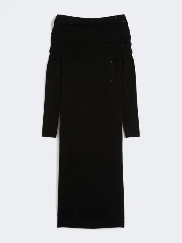 Max Mara Wool Yarn Embellished Midi Dress - Black