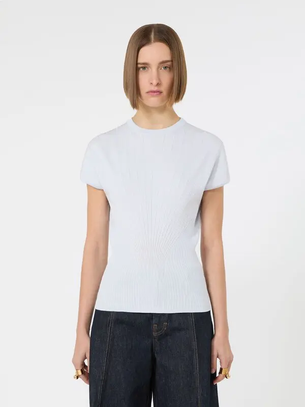 Max Mara Rib-knit Viscose Sweater - Light Blue