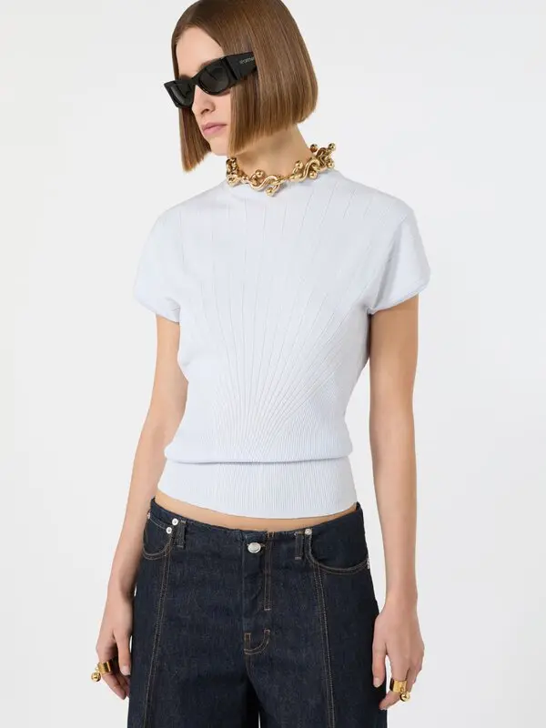 Max Mara Rib-knit Viscose Sweater - Light Blue