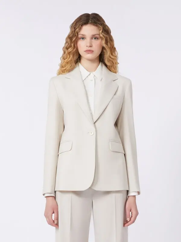 Max Mara Single-breasted Stretch Wool Blazer - Sand