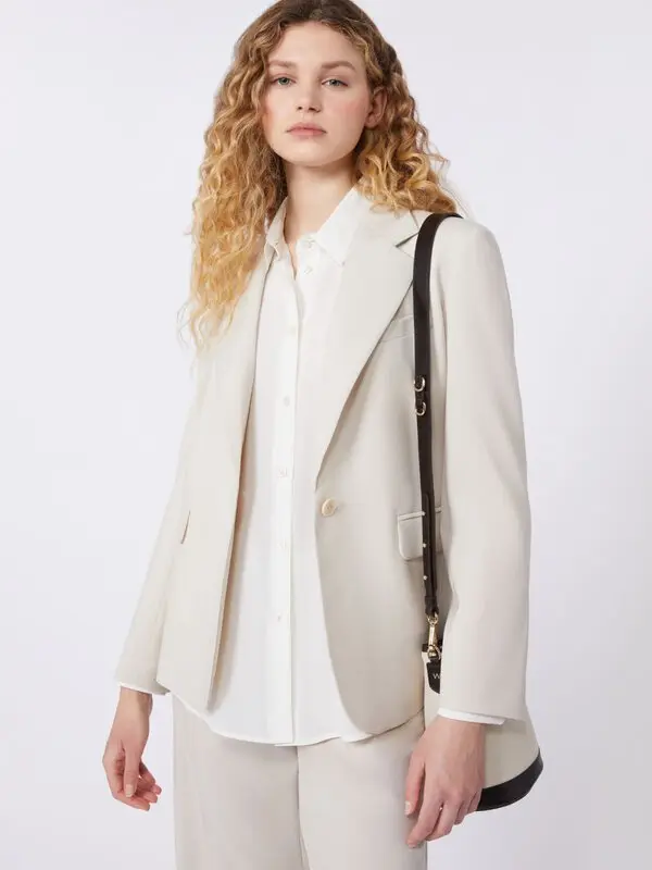 Max Mara Single-breasted Stretch Wool Blazer - Sand
