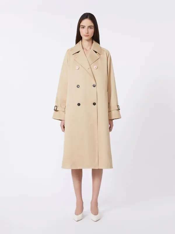 Max Mara Water-repellent Printed Gabardine Trench Coat - Plum