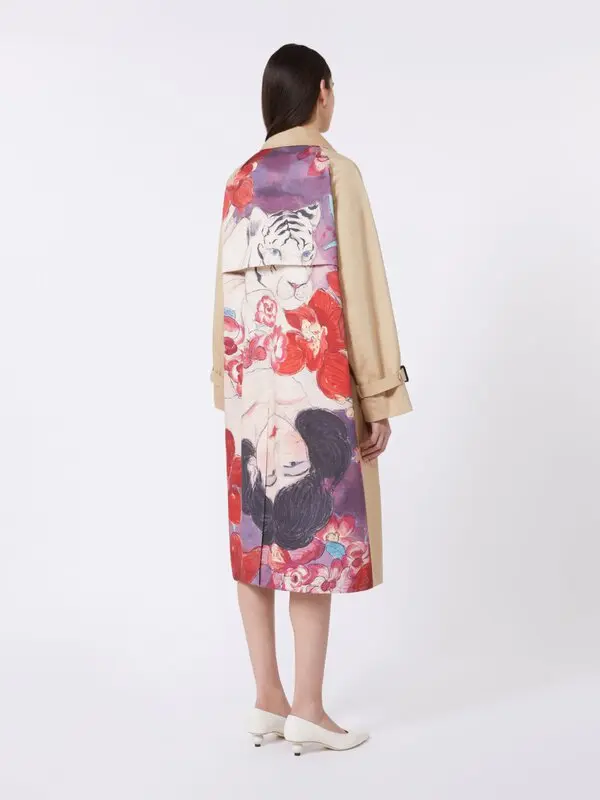 Max Mara Water-repellent Printed Gabardine Trench Coat - Plum