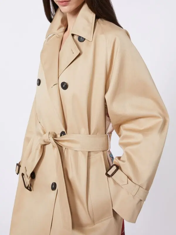 Max Mara Water-repellent Printed Gabardine Trench Coat - Plum