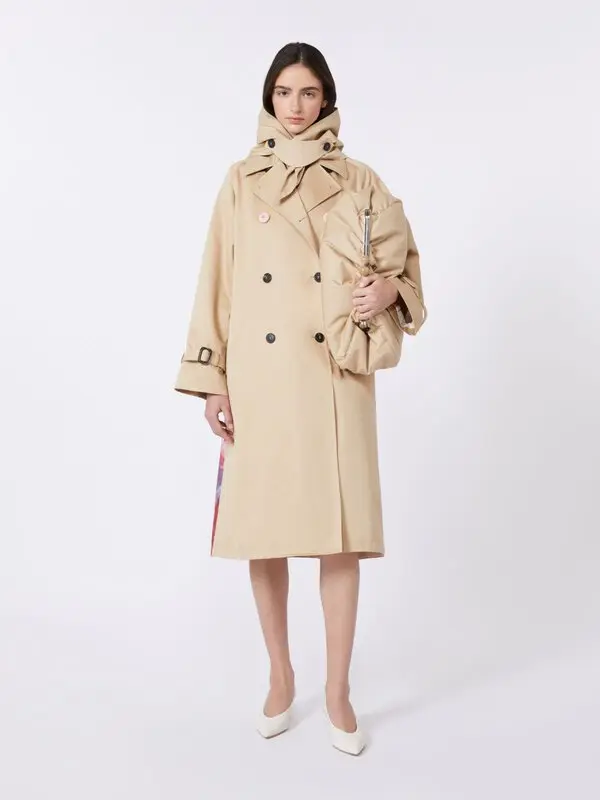 Max Mara Water-repellent Printed Gabardine Trench Coat - Plum