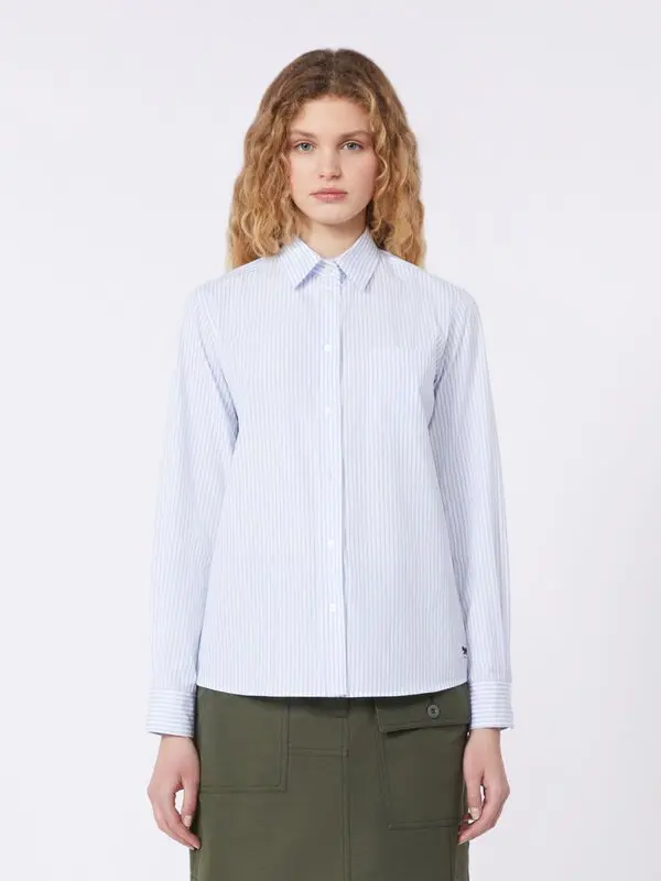 Max Mara Striped Cotton Poplin Shirt - Light Blue