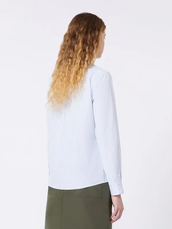 Max Mara Striped Cotton Poplin Shirt - Light Blue