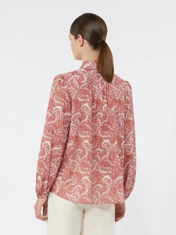 Max Mara Printed Cotton Voile Shirt - Cherry
