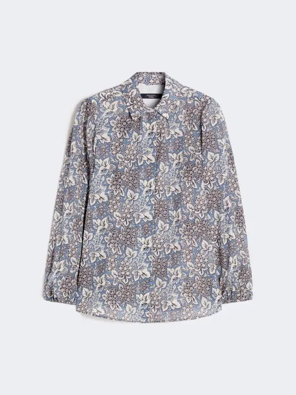 Max Mara Printed Cotton Voile Shirt - Navy