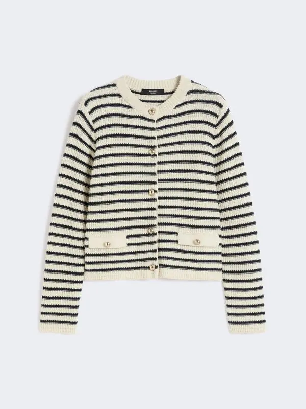 Max Mara Cropped Cotton-blend Cardigan - Navy
