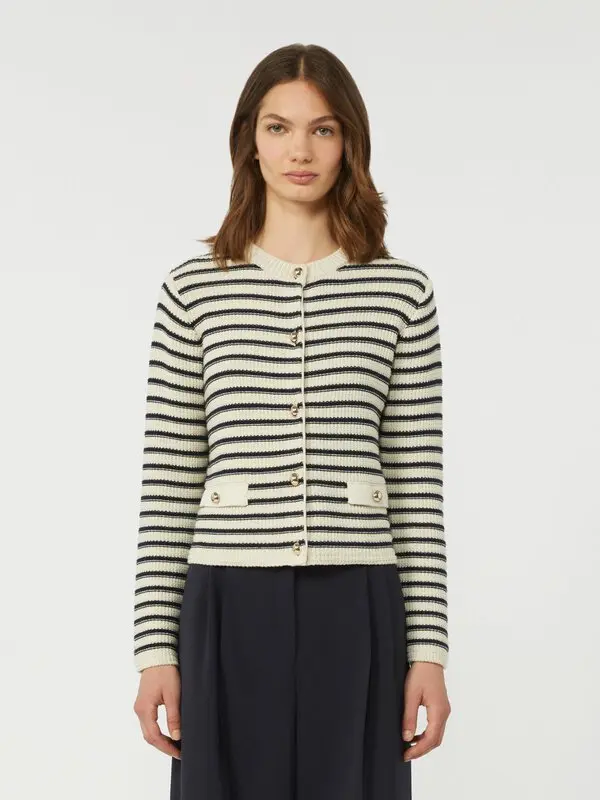 Max Mara Cropped Cotton-blend Cardigan - Navy