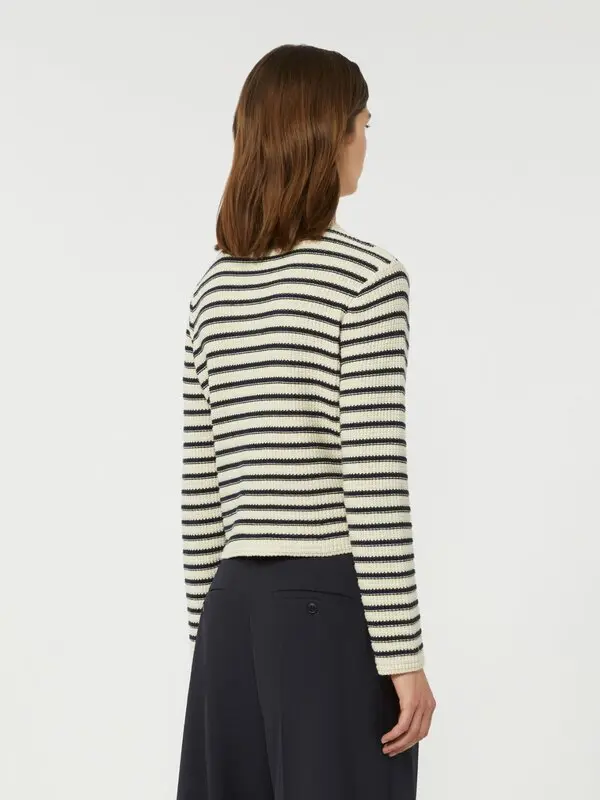 Max Mara Cropped Cotton-blend Cardigan - Navy