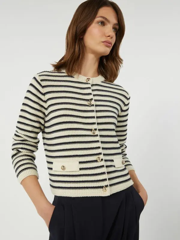Max Mara Cropped Cotton-blend Cardigan - Navy