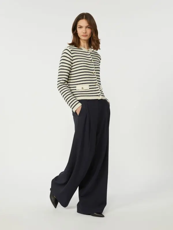 Max Mara Cropped Cotton-blend Cardigan - Navy