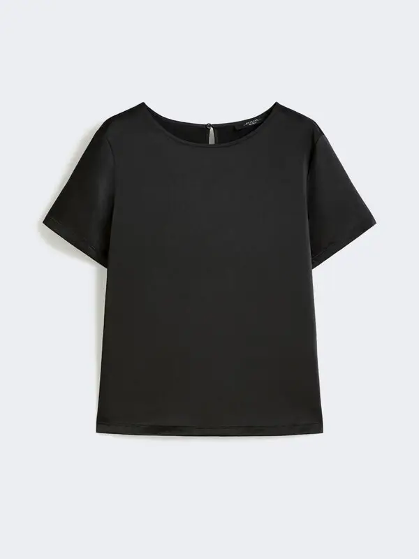 Max Mara Satin And Jersey T-shirt - Black