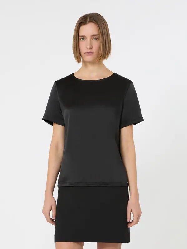Max Mara Satin And Jersey T-shirt - Black