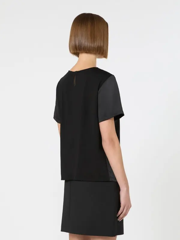 Max Mara Satin And Jersey T-shirt - Black