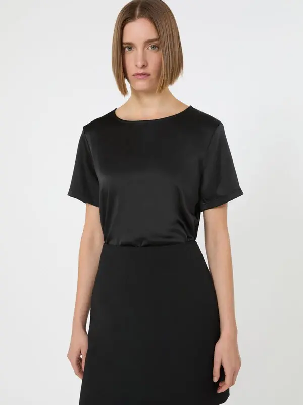 Max Mara Satin And Jersey T-shirt - Black