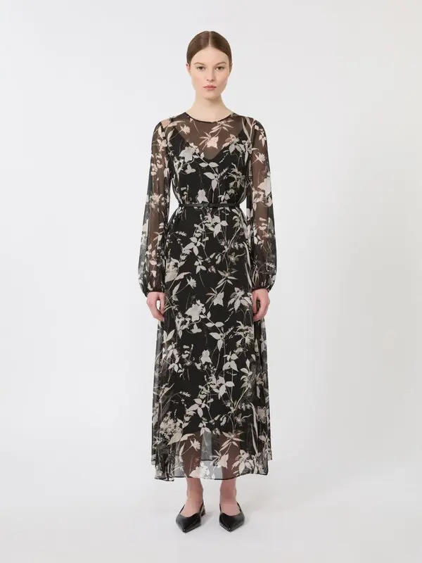 Max Mara Printed Chiffon Maxi Dress