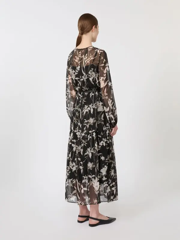 Max Mara Printed Chiffon Maxi Dress