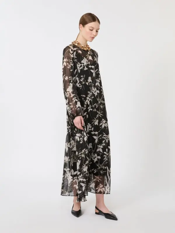 Max Mara Printed Chiffon Maxi Dress