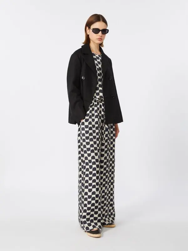 Max Mara Cotton And Linen Basketweave Pea Coat