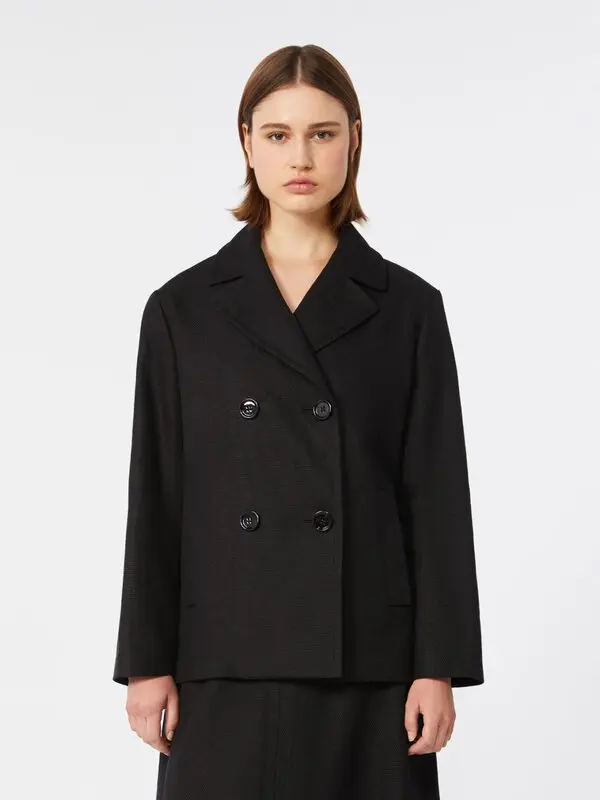 Max Mara Cotton And Linen Basketweave Pea Coat