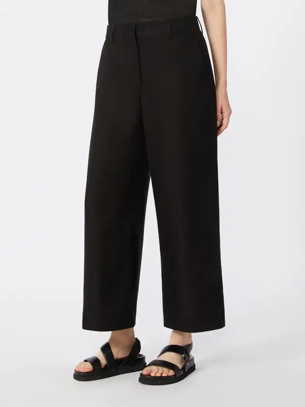 Max Mara Stretch Cotton And Linen Trousers - Black