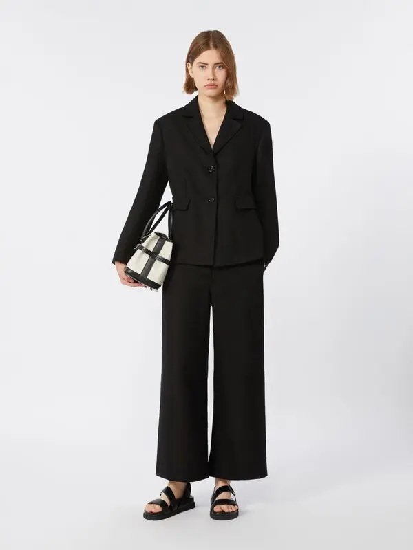 Max Mara Stretch Cotton And Linen Trousers - Black