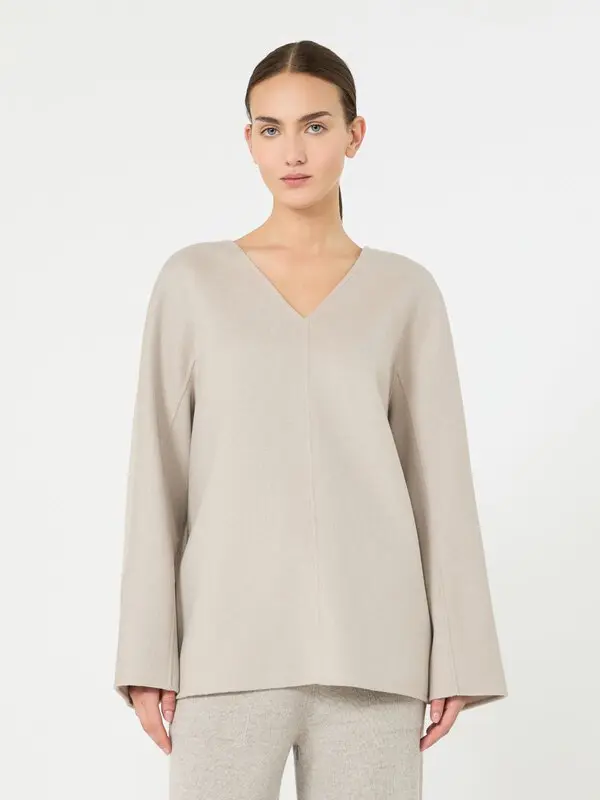 Max Mara Wool Broadcloth Blouse - Beige