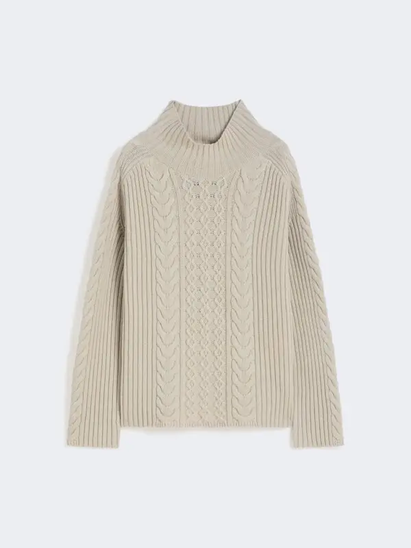 Max Mara Cable-knit Wool And Cashmere Polo-neck Sweater - White