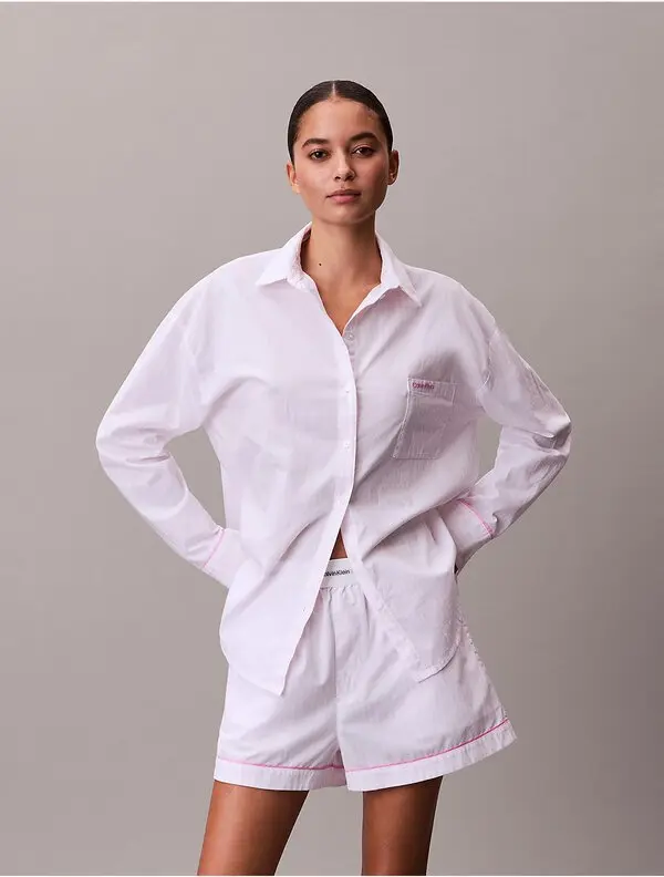 Calvin Klein Cotton Poplin Short - Echo Stripe / White Pink Essence