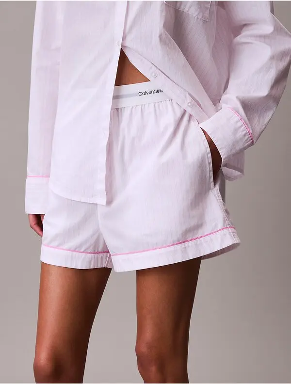Calvin Klein Cotton Poplin Short - Echo Stripe / White Pink Essence