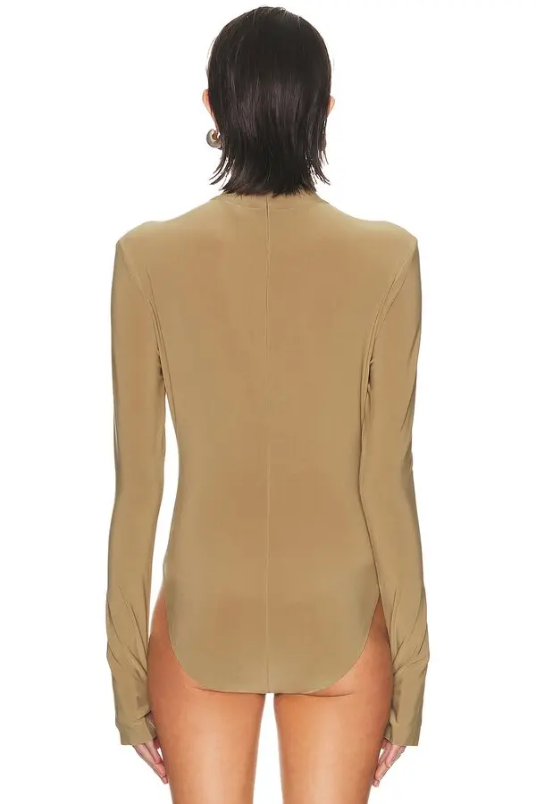 Norma Kamali Long Sleeve Turtleneck Bodysuit - Camel