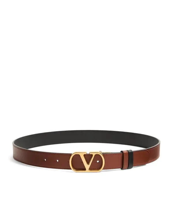 Valentino Garavani Leather Reversible Vlogo Signature Belt - Brown