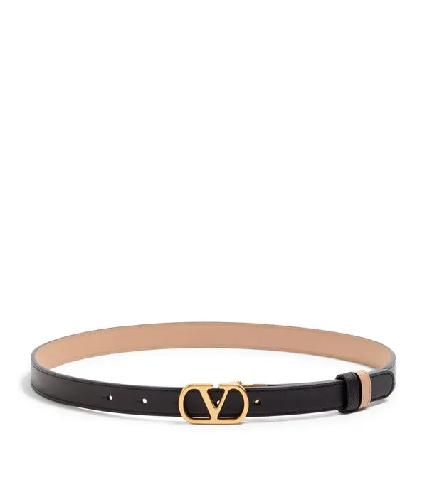 Valentino Garavani Leather Reversible Vlogo Signature Belt - Beige