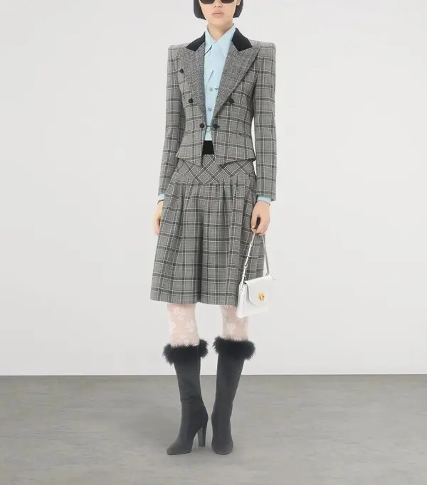 Valentino Garavani Virgin Wool Check Shorts - Grey