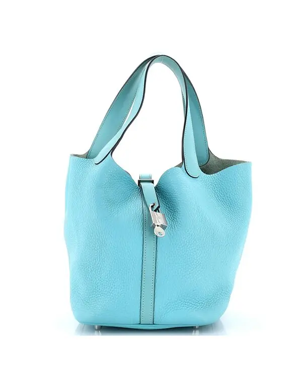 Hermès Mm Picotin Lock Bag Clemence - Blue