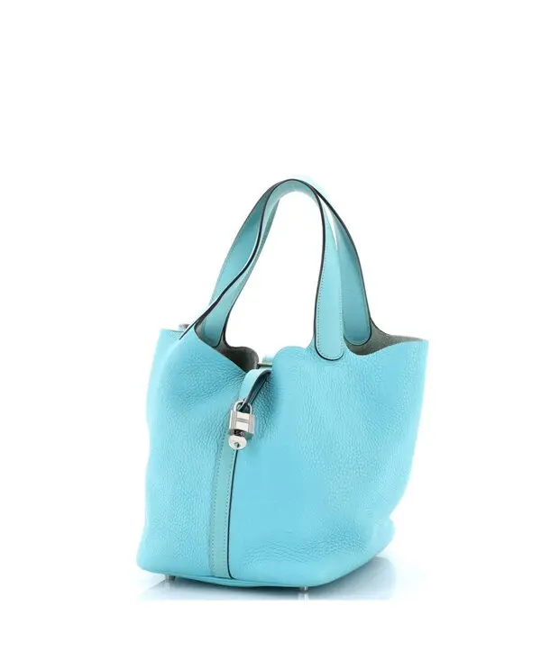 Hermès Mm Picotin Lock Bag Clemence - Blue