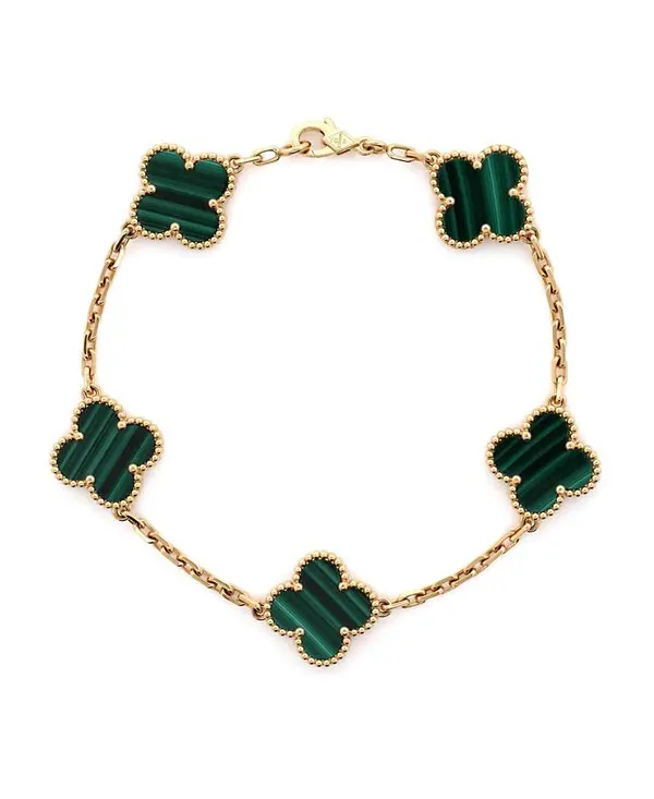 VAN CLEEF & ARPELS Vintage Alhambra 5 Motifs Bracelet 18k And Malachite - Gold
