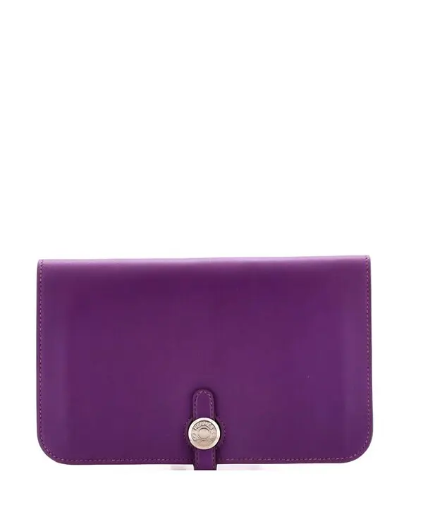 HERMES Dogon Duo Combined Wallet Leather - Purple