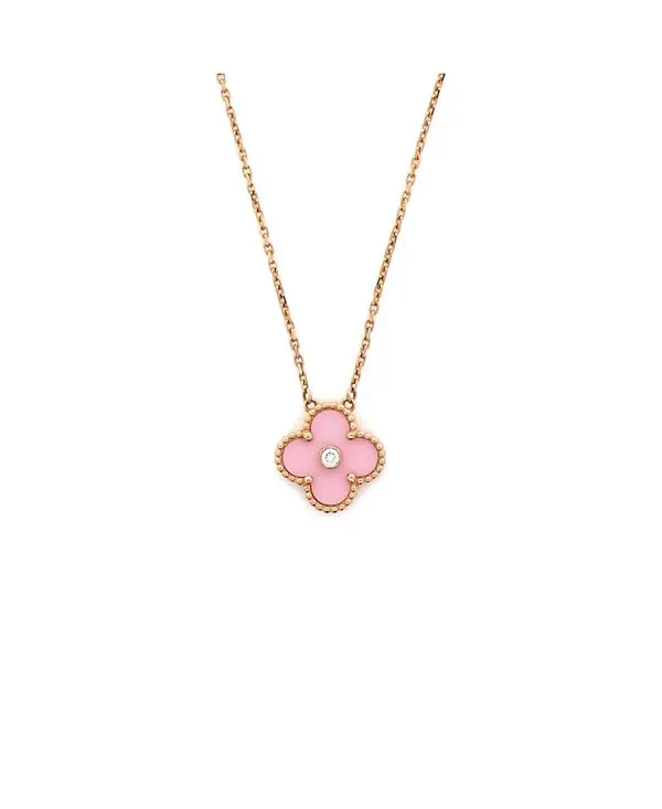 VAN CLEEF & ARPELS Vintage Alhambra Pendant Necklace - Pink